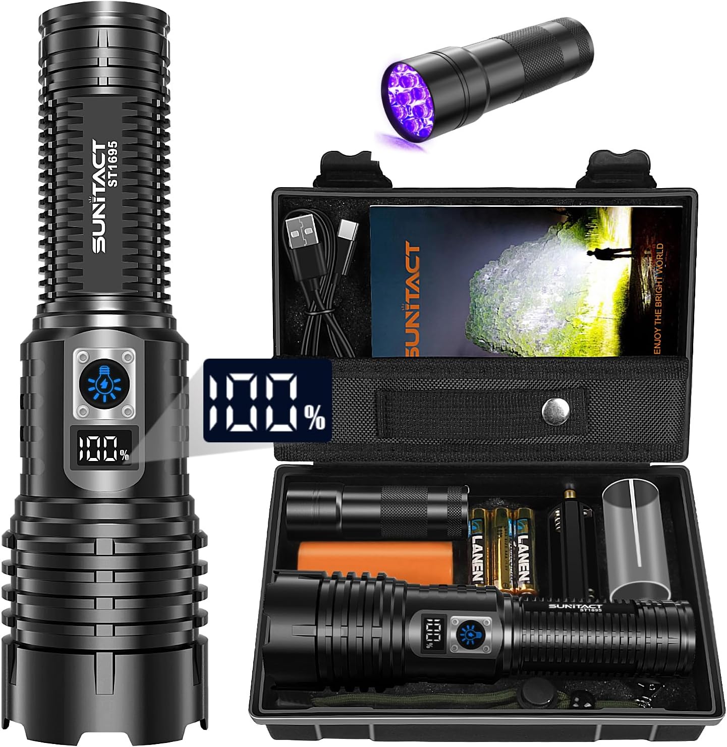 Flashlights High Lumens Rechargeable, 980000 Lumens XHM77.2 LED Flashlight Super Bright Flash ...