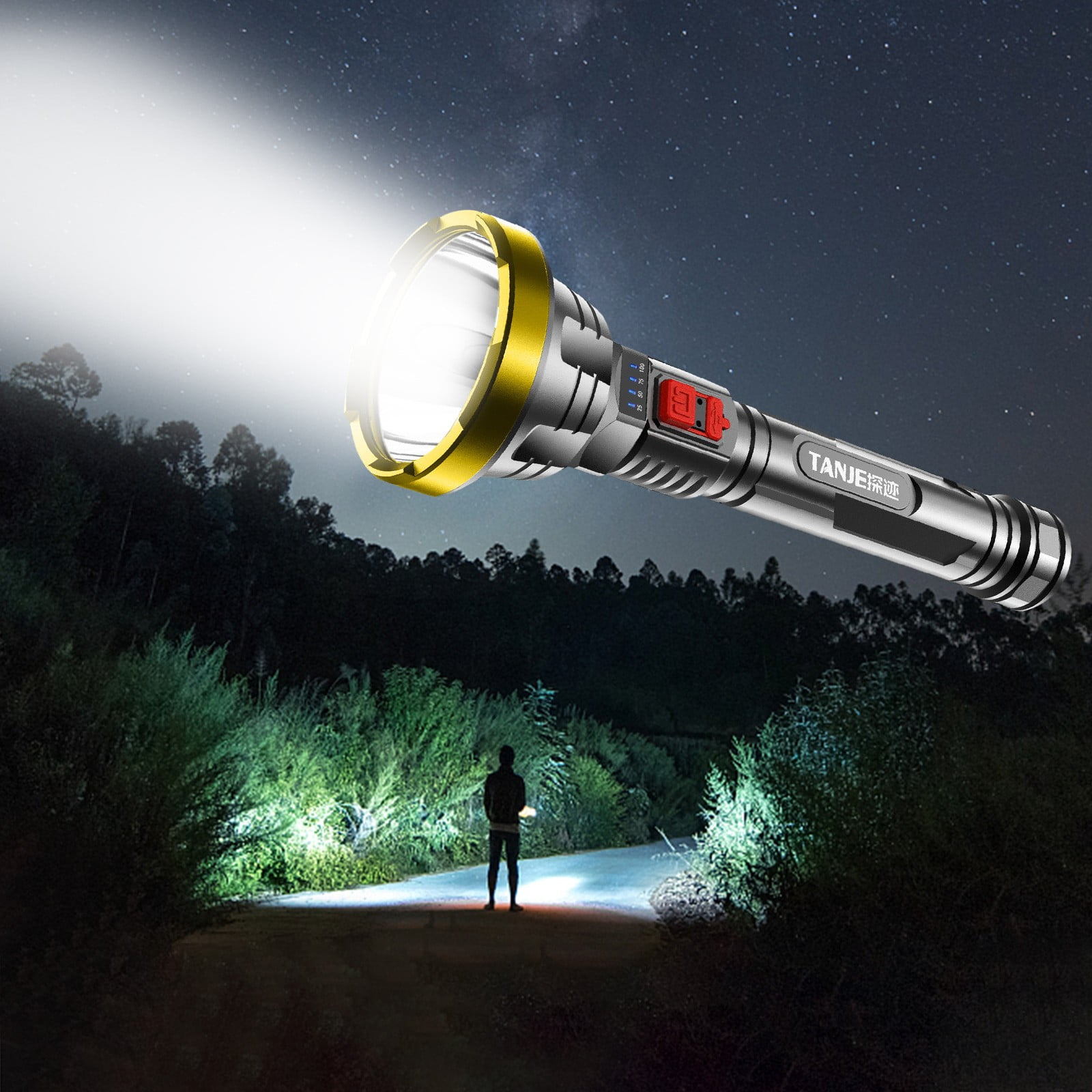 Flashlights ZKCCNUK Plastic Strong Light Flashlight USB Charging LED ...