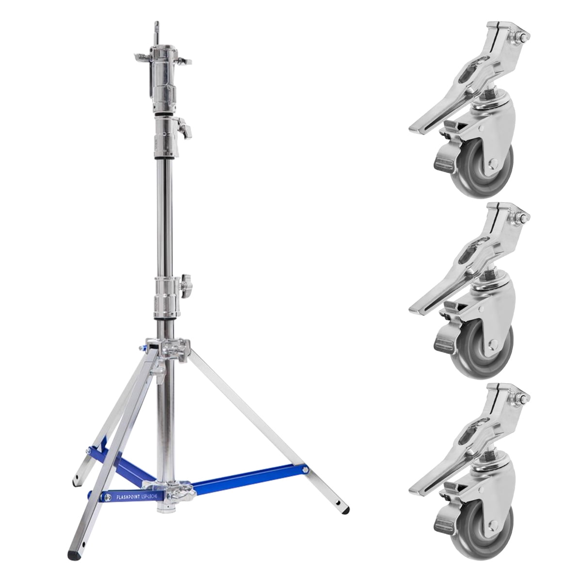 Flashpoint 5.7' Lowboy Steel Stand Pro with Leveling Leg and Combo Head ...