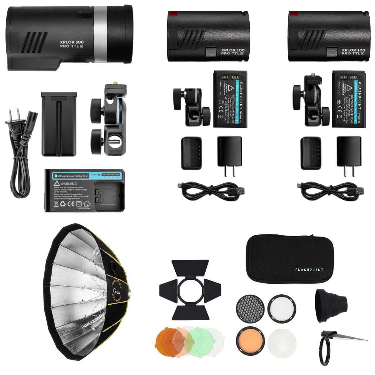 Flashpoint XPLOR 300 Pro XPLOR 100 Pro 3-Light Kit (Robert Hall Holiday ...
