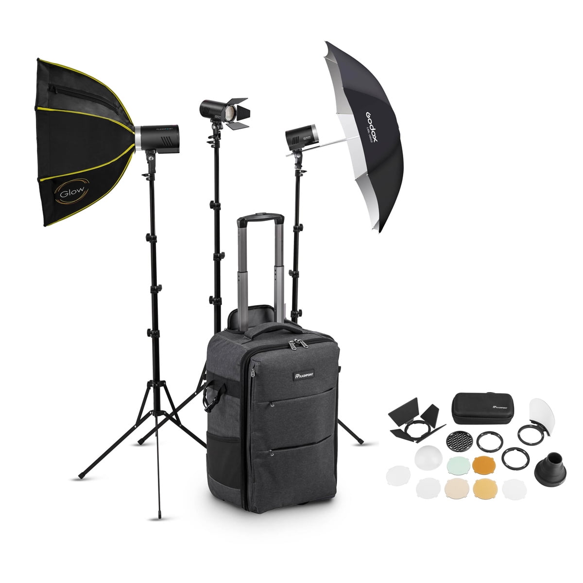 Flashpoint XPLOR 300 Pro XPLOR 100 Pro 3-Light Kit - Walmart.com