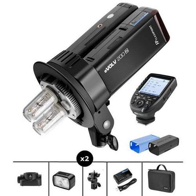 Flashpoint eVOLV 200 TTL Pocket Dual Flash Kit with R2 Pro-S Trigger ...