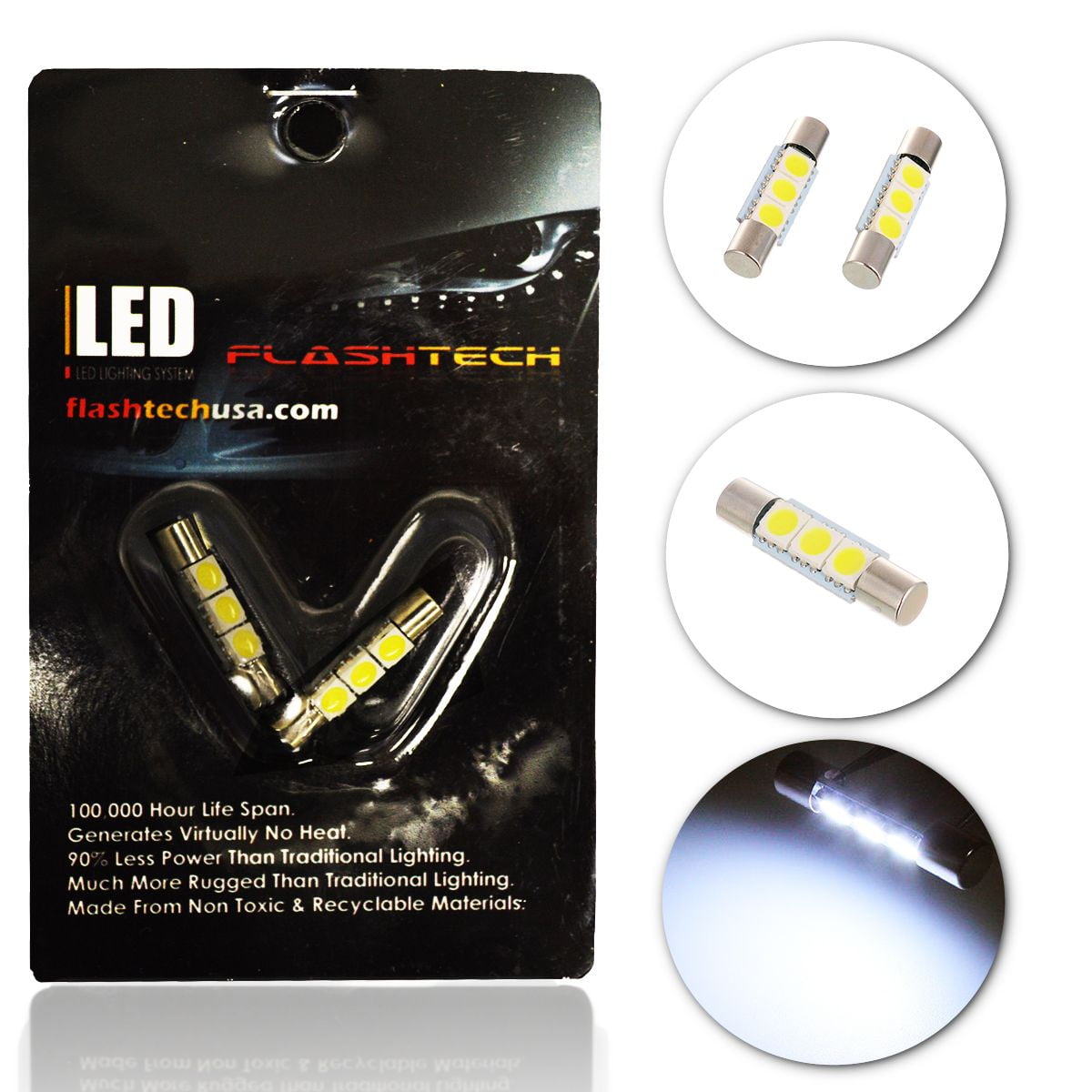 Flashtech 29mm 6614F LED Light Bulbs for Car Interior Vanity Mirror ...