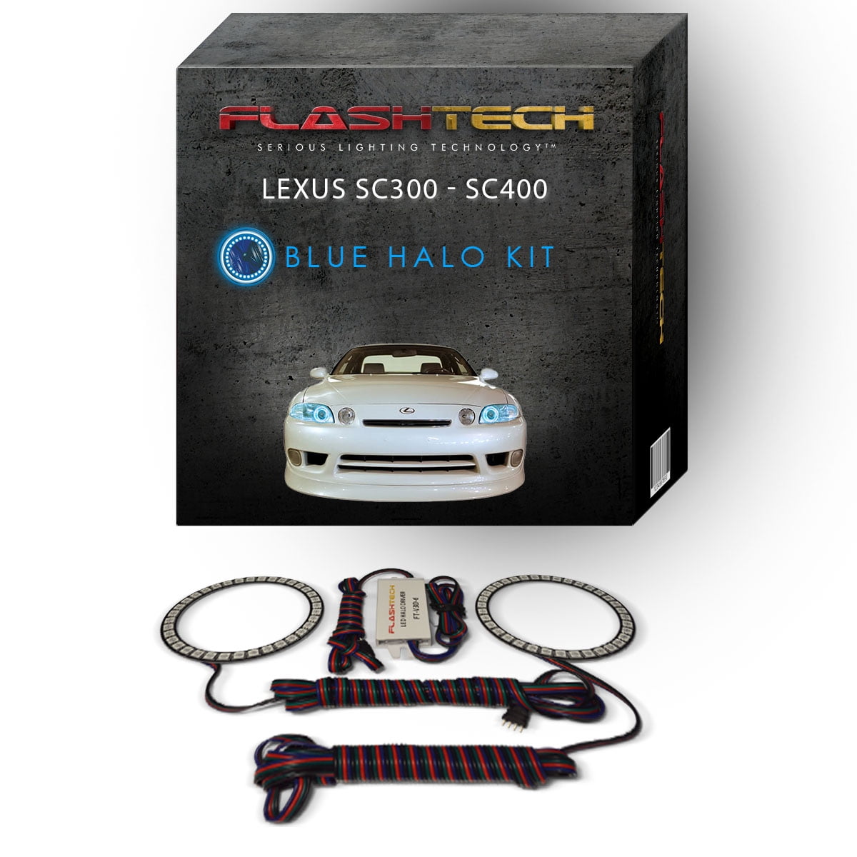 Flashtech Blue Angel Eye LED Headlight Halo Ring kit for 1992-2002 ...