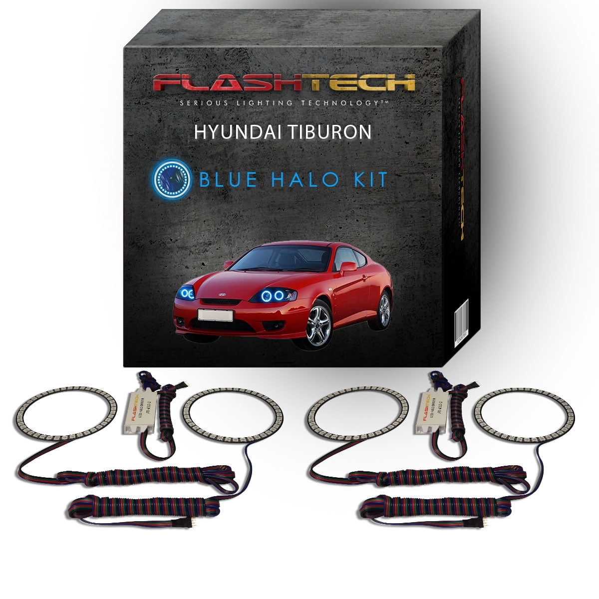 Flashtech Blue Angel Eye LED Headlight Halo kit for 2005-2006 Hyundai ...