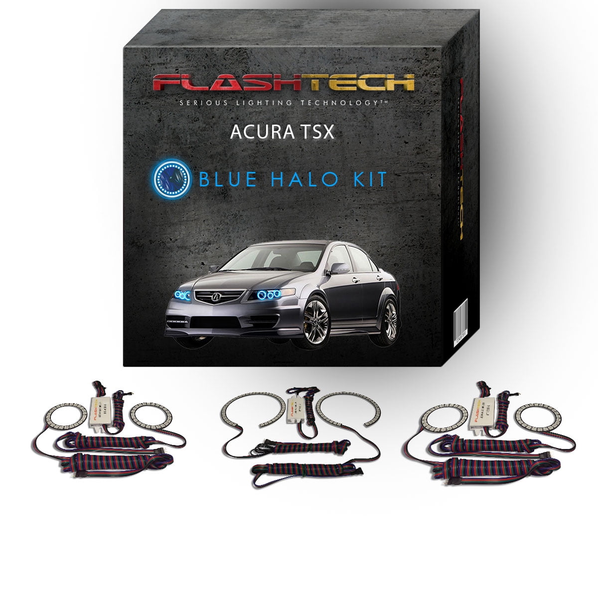 Flashtech Blue Angel Eye LED Headlight Halo Ring kit for 2004-2008 ...