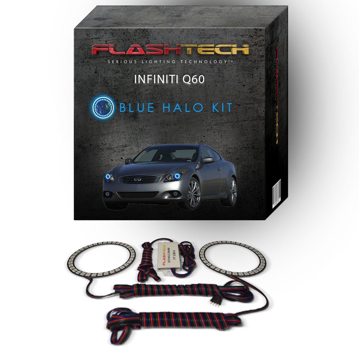 Flashtech Blue Angel Eye LED Headlight Halo Ring kit for 2014-2015 Infiniti Q60 Headlights ...