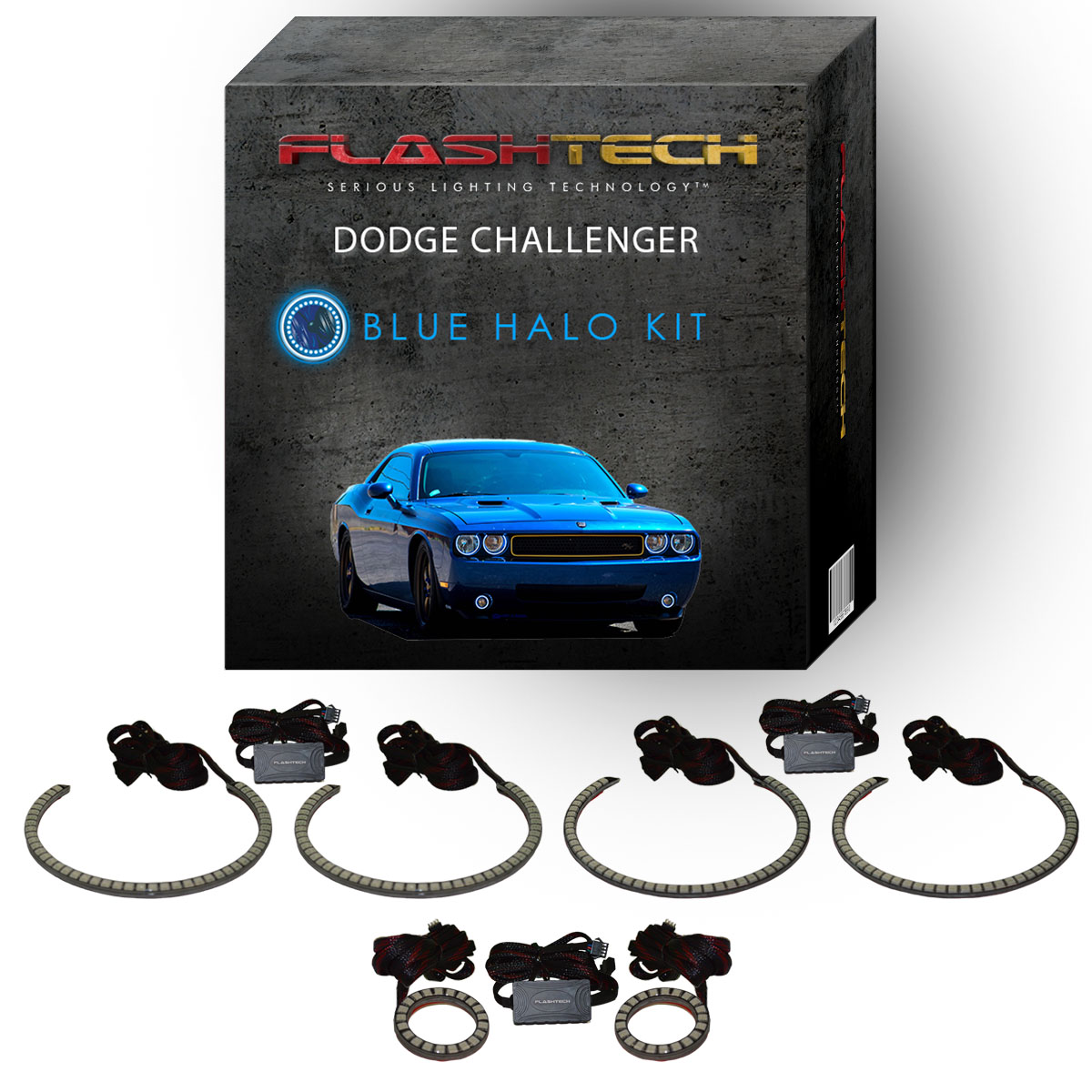 Flashtech Blue Waterproof LED Halo kit for 08-14 Dodge Challenger ...