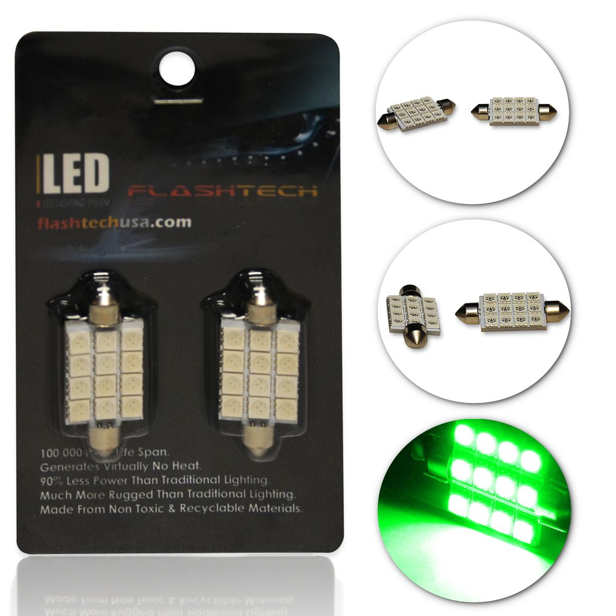 Flashtech Extremely Bright LED Bulbs for Car Interior Dome Map Door ...