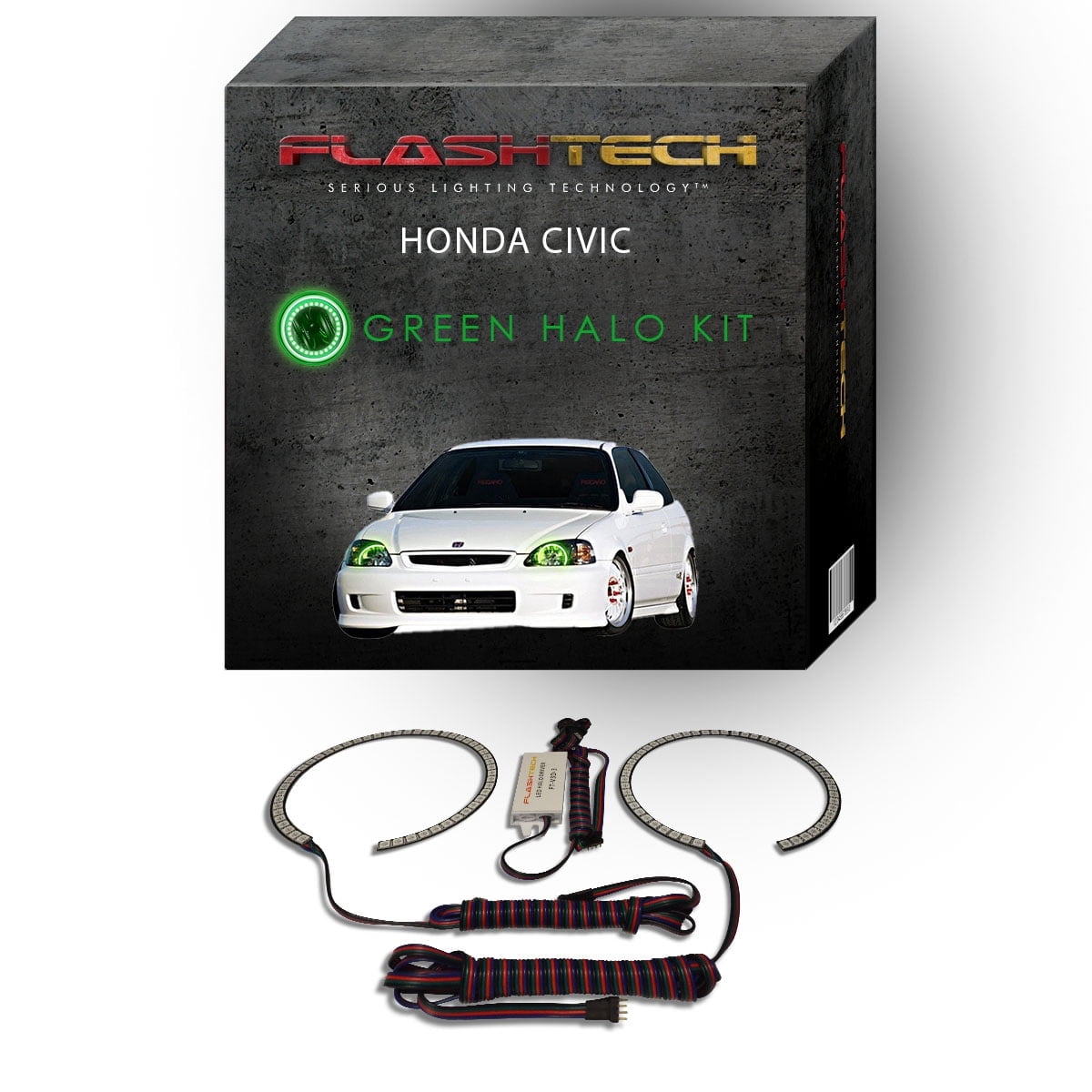 Flashtech Green Angel Eye LED Headlight Halo Ring kit for 1996-1998 ...