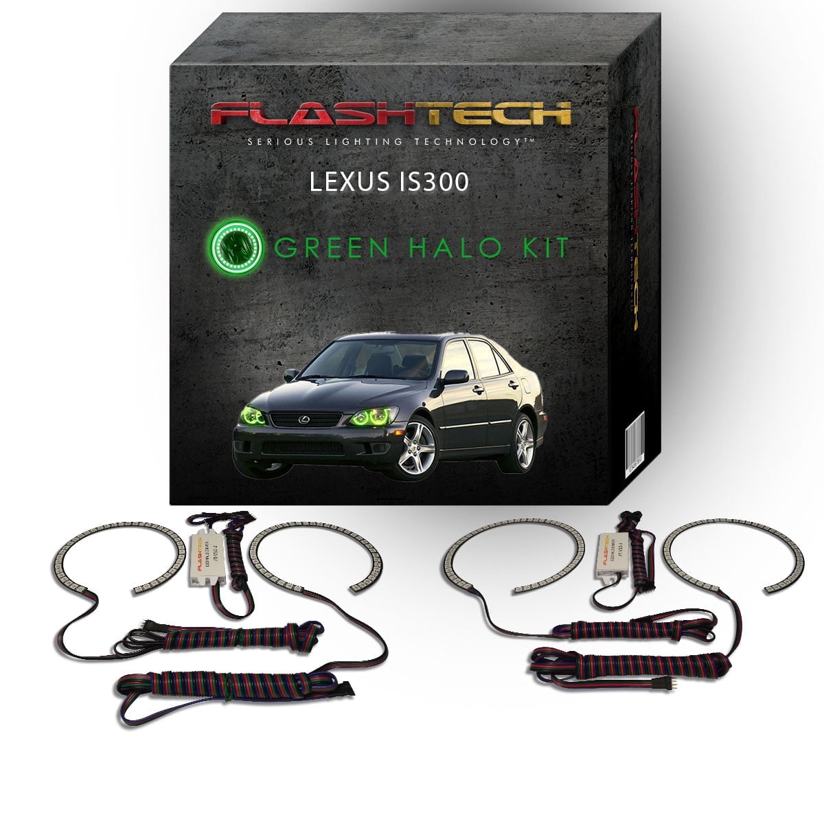 Flashtech Green Angel Eye LED Headlight Halo Ring kit for 2001-2005 ...