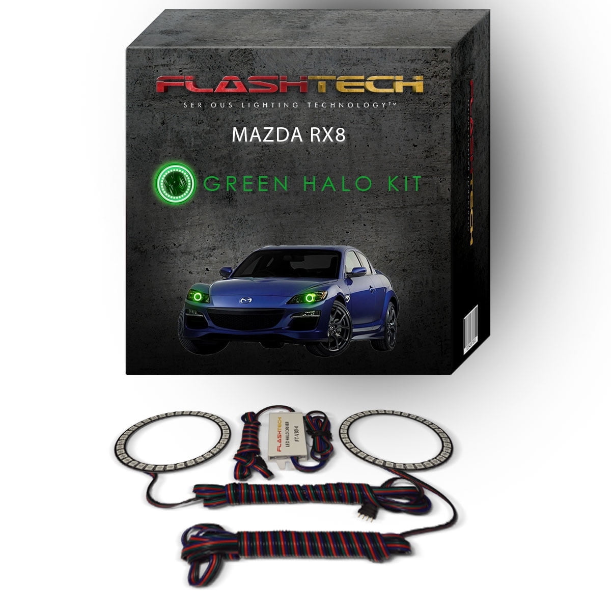 Flashtech Green Angel Eye LED Headlight Halo Ring kit for 2004-2008 ...