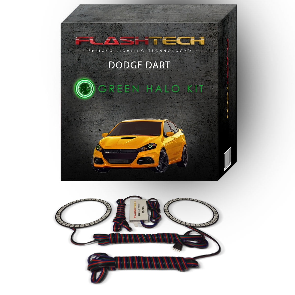 Flashtech Green Angel Eye LED Headlight Halo Ring kit for 2014-2016 ...