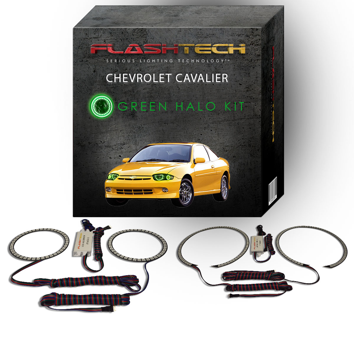 Flashtech Green Angel Eye LED Headlight Halo kit for 03-05 Chevrolet ...
