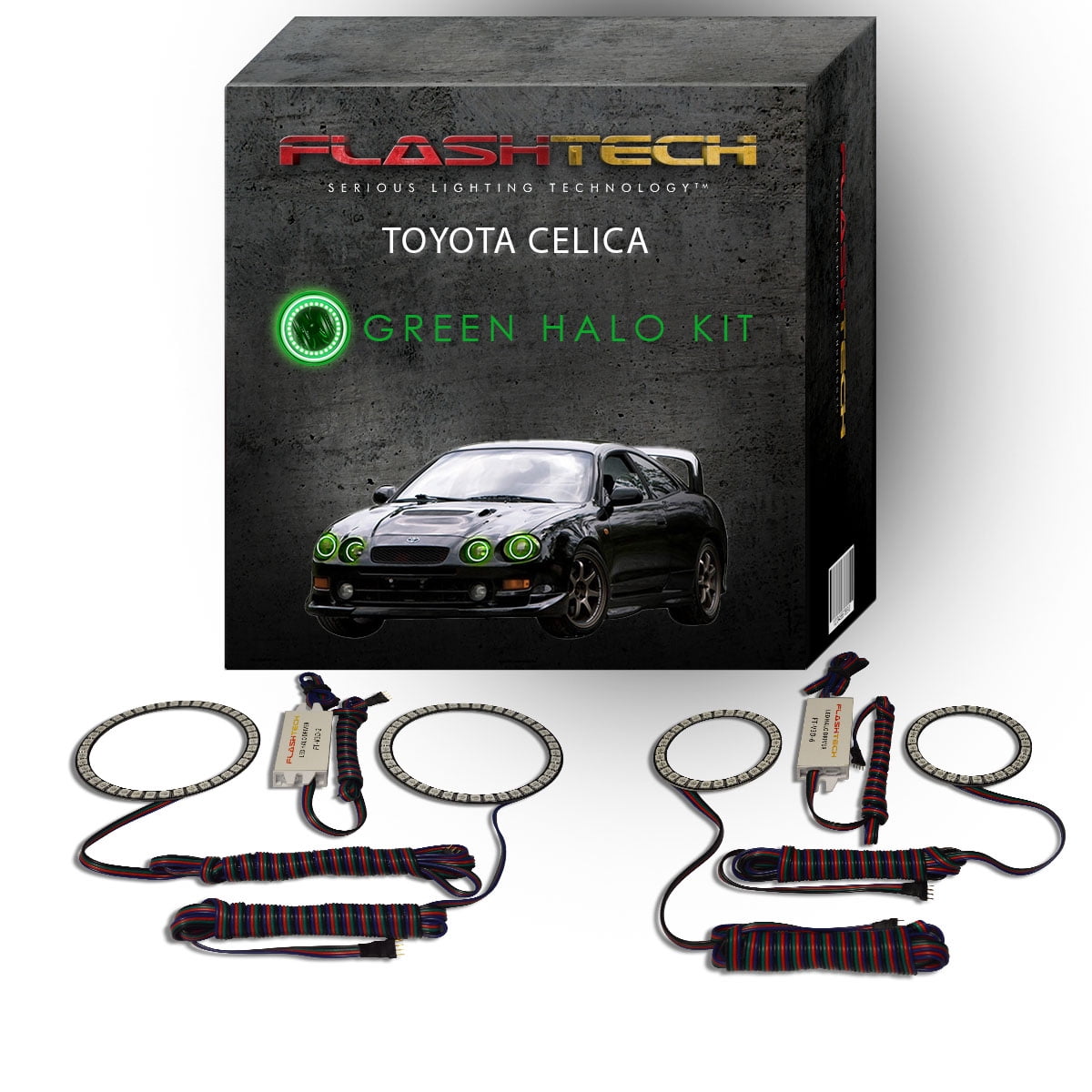 Flashtech Green Angel Eye LED Headlight Halo kit for 1994-1999 Toyota ...