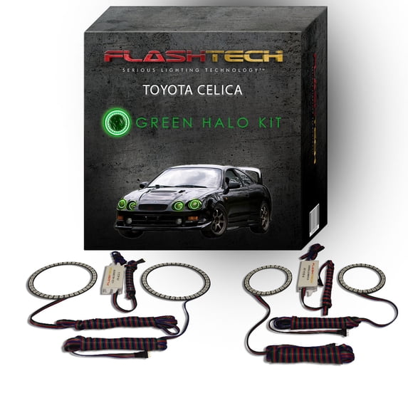 Flashtech Green Angel Eye LED Headlight Halo kit for 1994-1999 Toyota ...