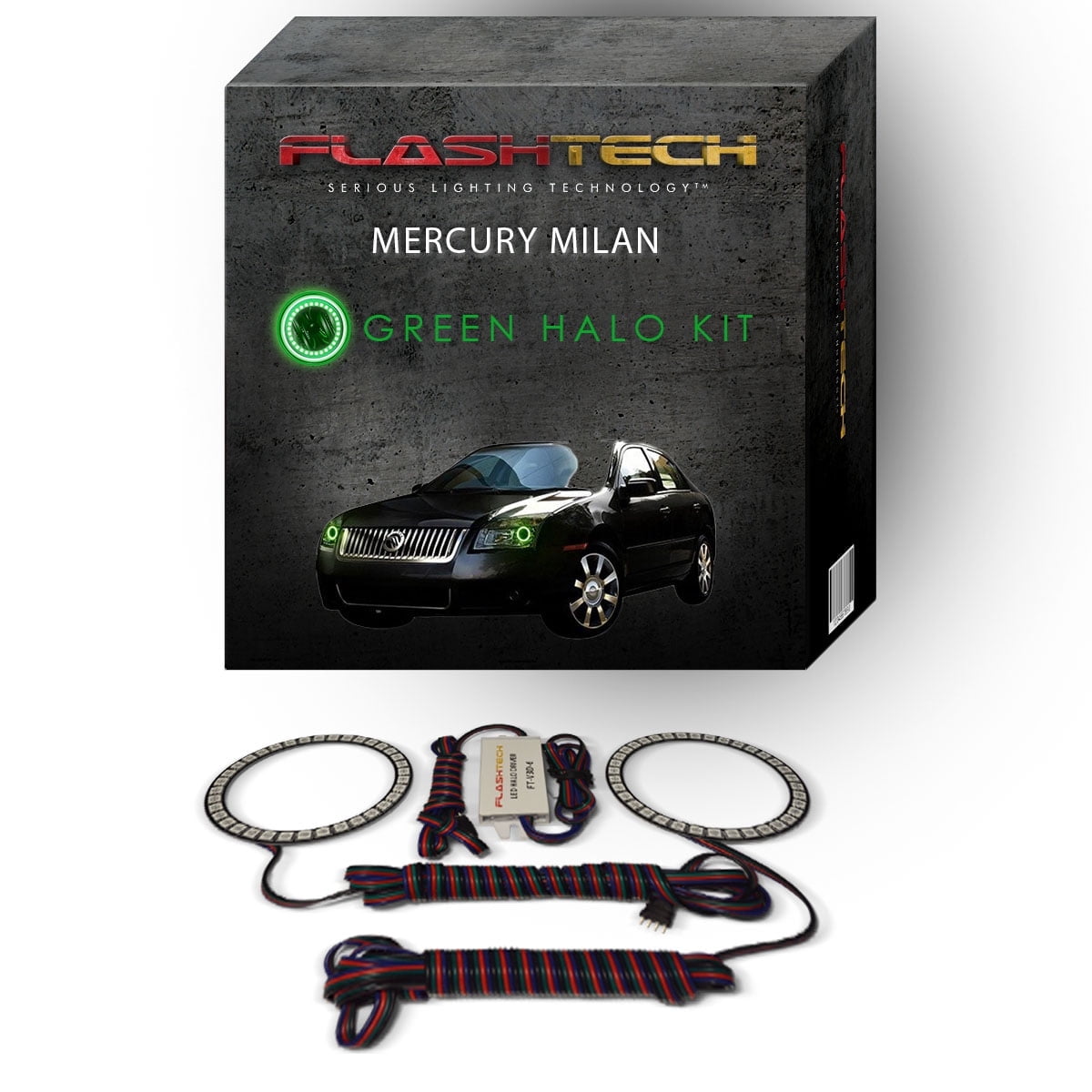 Flashtech Green Angel Eye LED Headlight Halo kit for 2006-2009 Mercury Milan Headlights ...