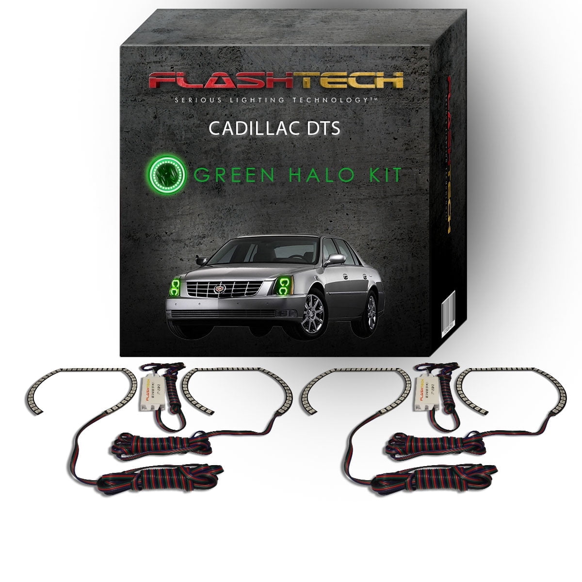 Flashtech Green Angel Eye LED Headlight Halo kit for 2006-2011 Cadillac ...