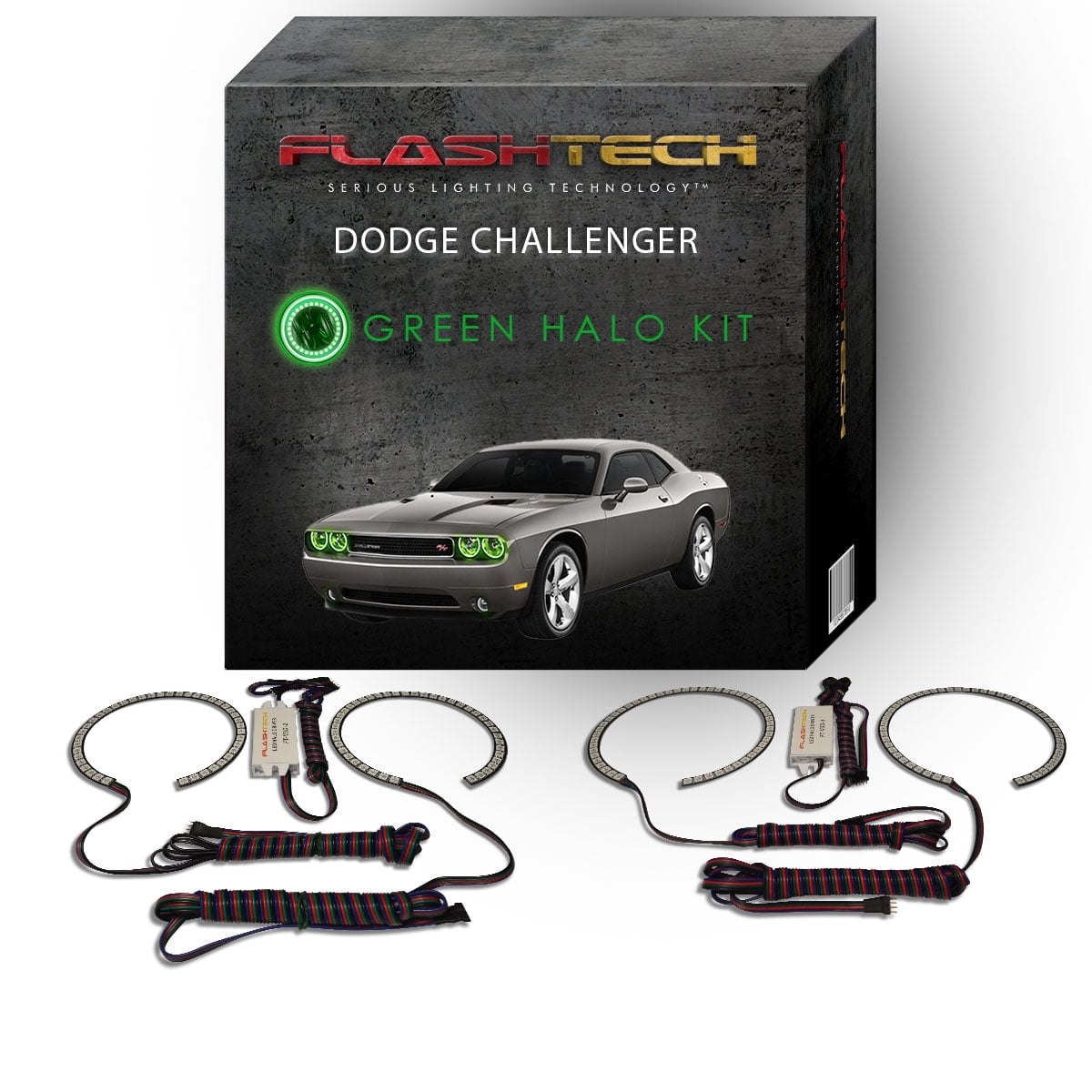 Flashtech Green Angel Eye LED Headlight Halo kit for 2008-2014 Dodge ...