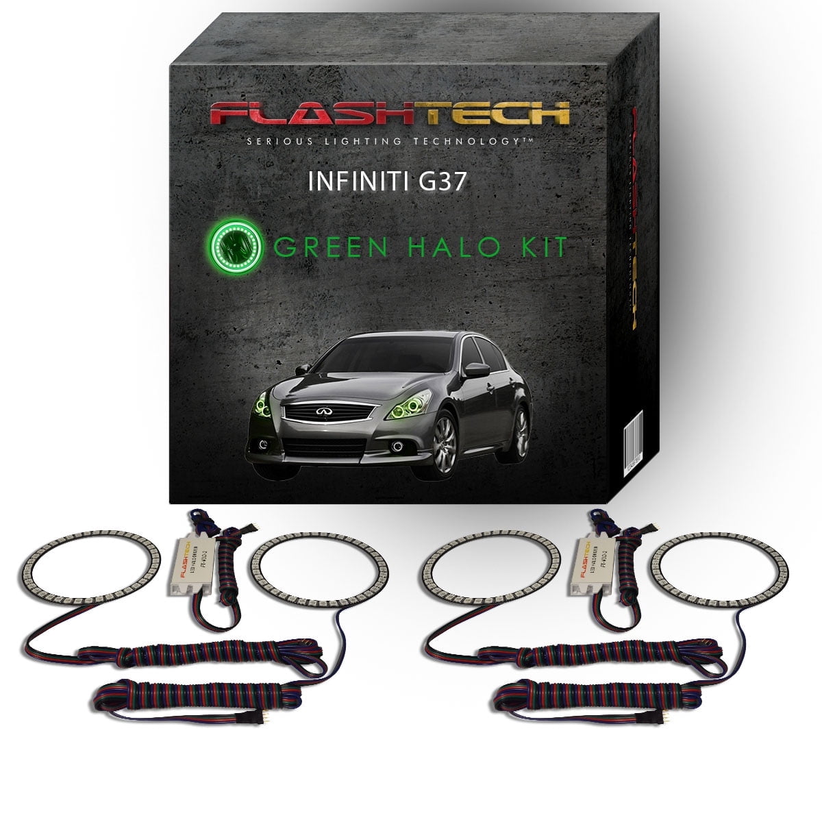 Flashtech Green Angel Eye LED Headlight Halo kit for 2010-2013 Infiniti ...