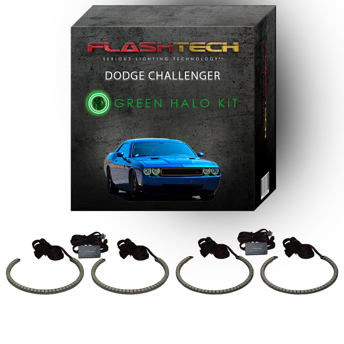 Flashtech Green Waterproof LED Headlight Halo kit for 08-14 Dodge ...