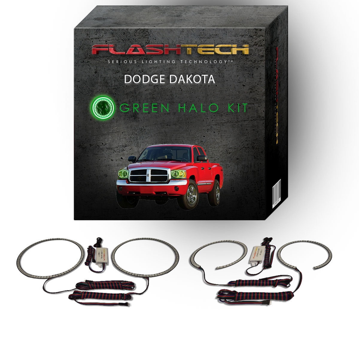 Flashtech Green Angel Eye LED Headlight Halo kit for 2005-2007 Dodge ...