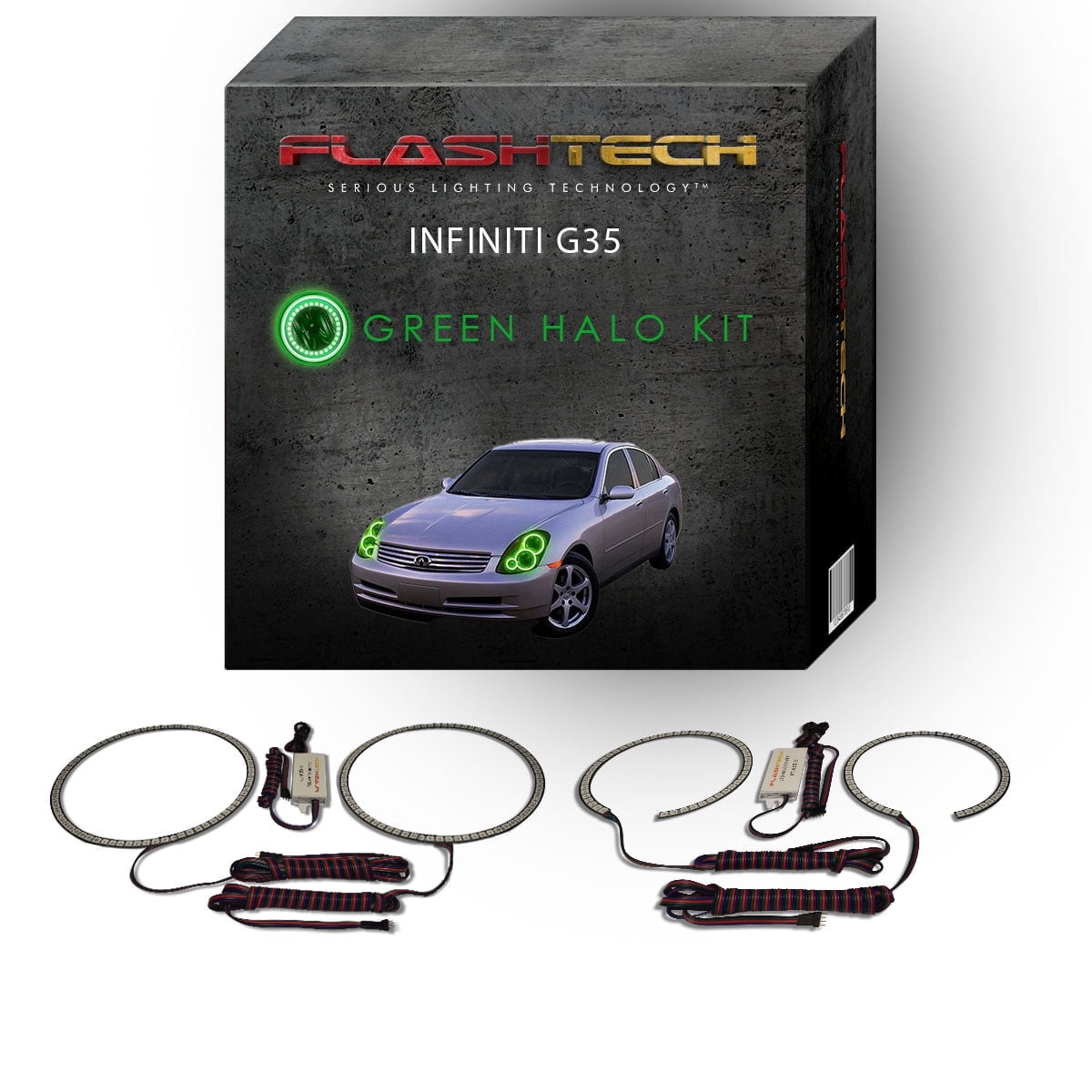 Flashtech Green Angel Eye LED Headlight Halo kit for 2003-2004 Infiniti ...