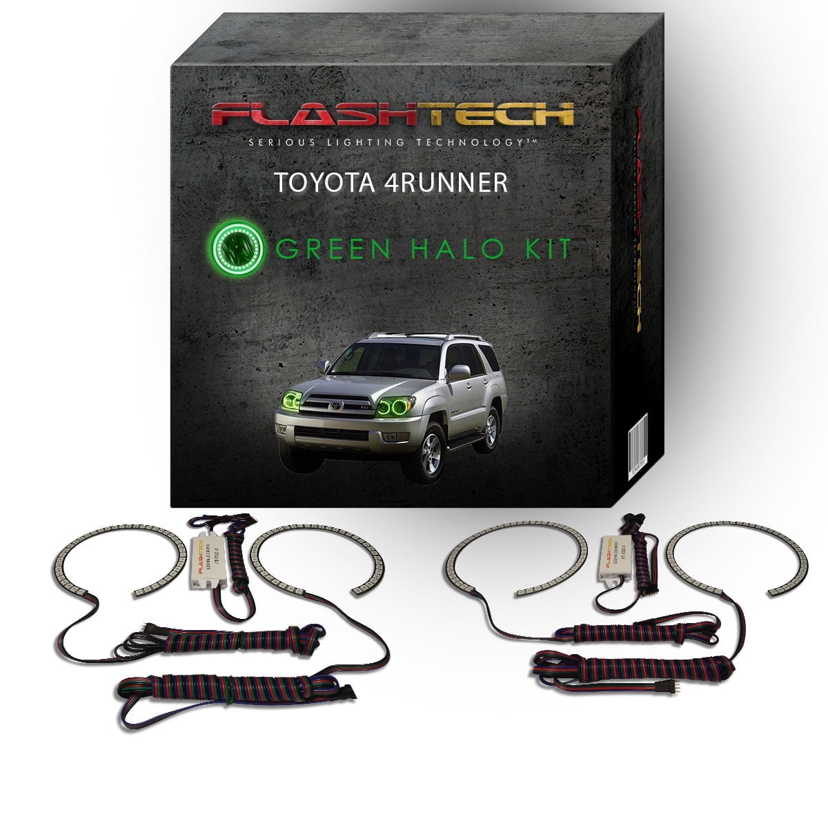 Flashtech Green Angel Eye LED Headlight Halo kit for 2003-2005 Toyota ...
