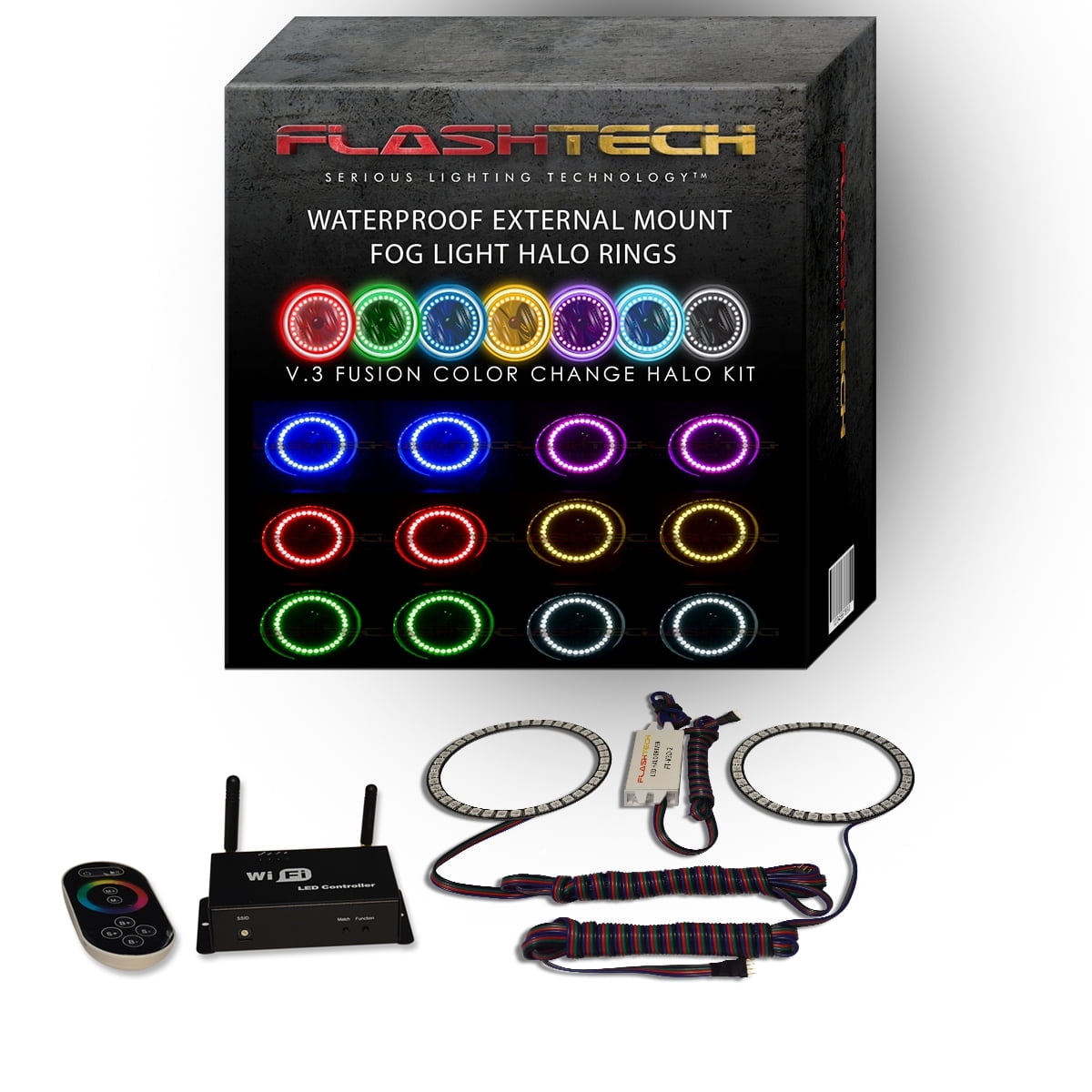 Flashtech RGB Surface Mount LED Halo kit with Wifi App for 2007-2012 ...
