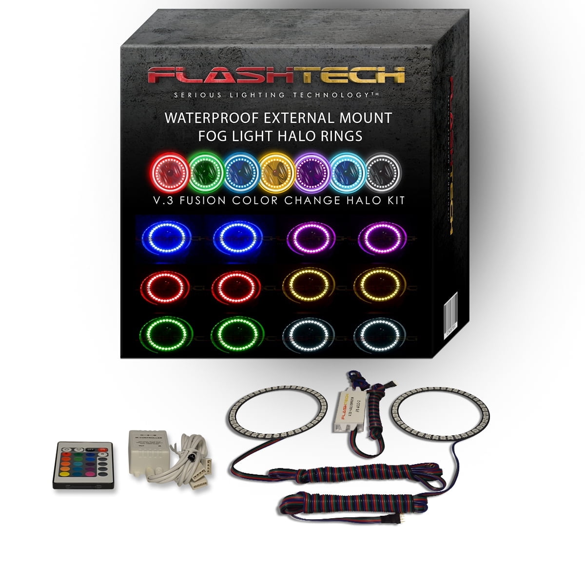 Flashtech RGB Waterproof LED Halo kit with IR Remote for 2005-2011 Ford ...
