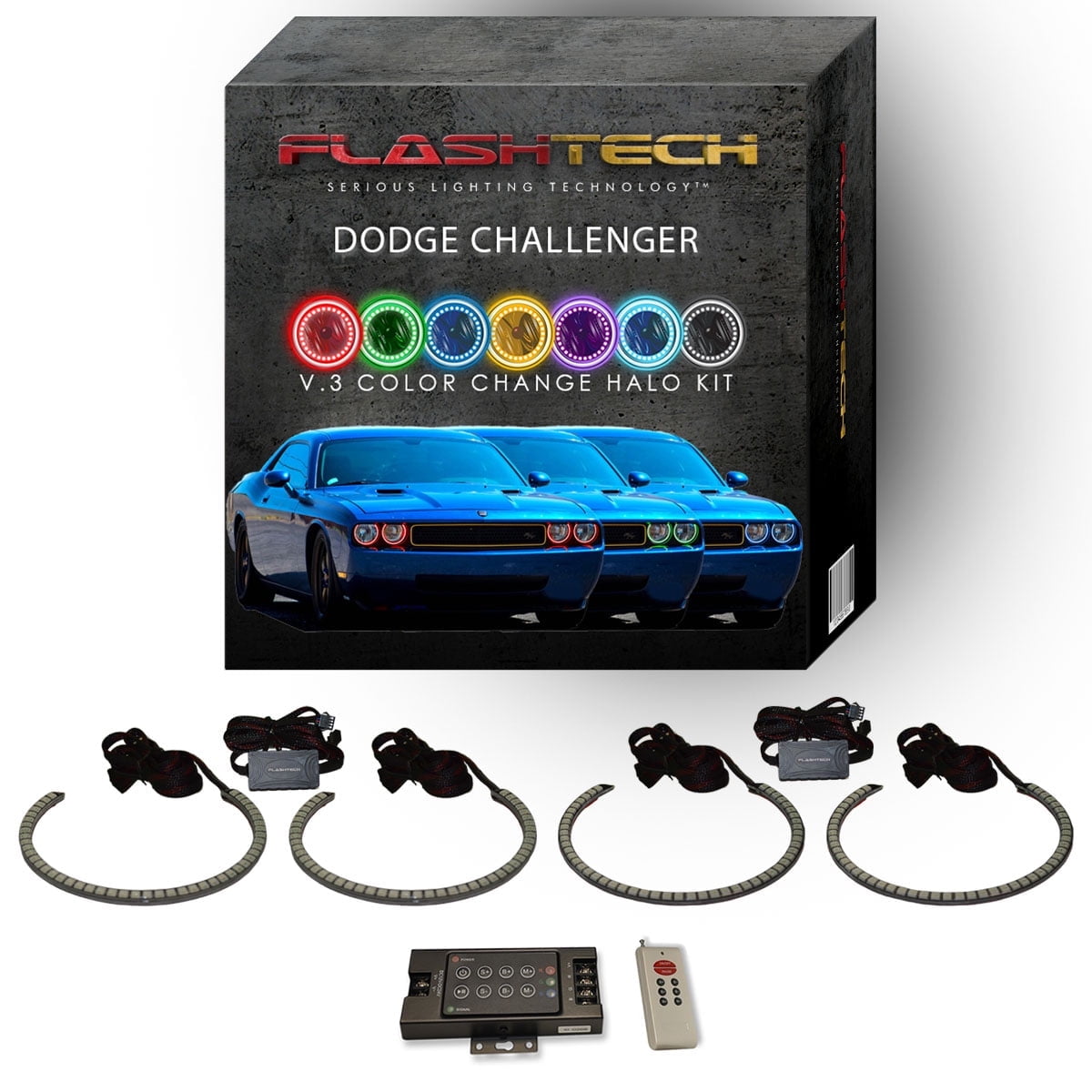 Flashtech RGB Waterproof LED Halo kit with RF Remote for 08-14 Dodge ...