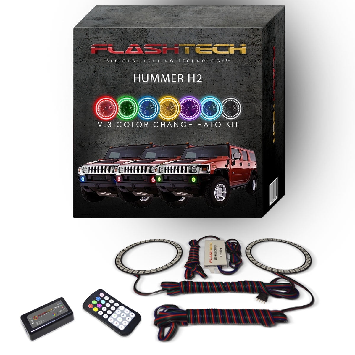 Flashtech RGB Angel Eye LED Halo kit with RF Remote for 2003-2009 ...