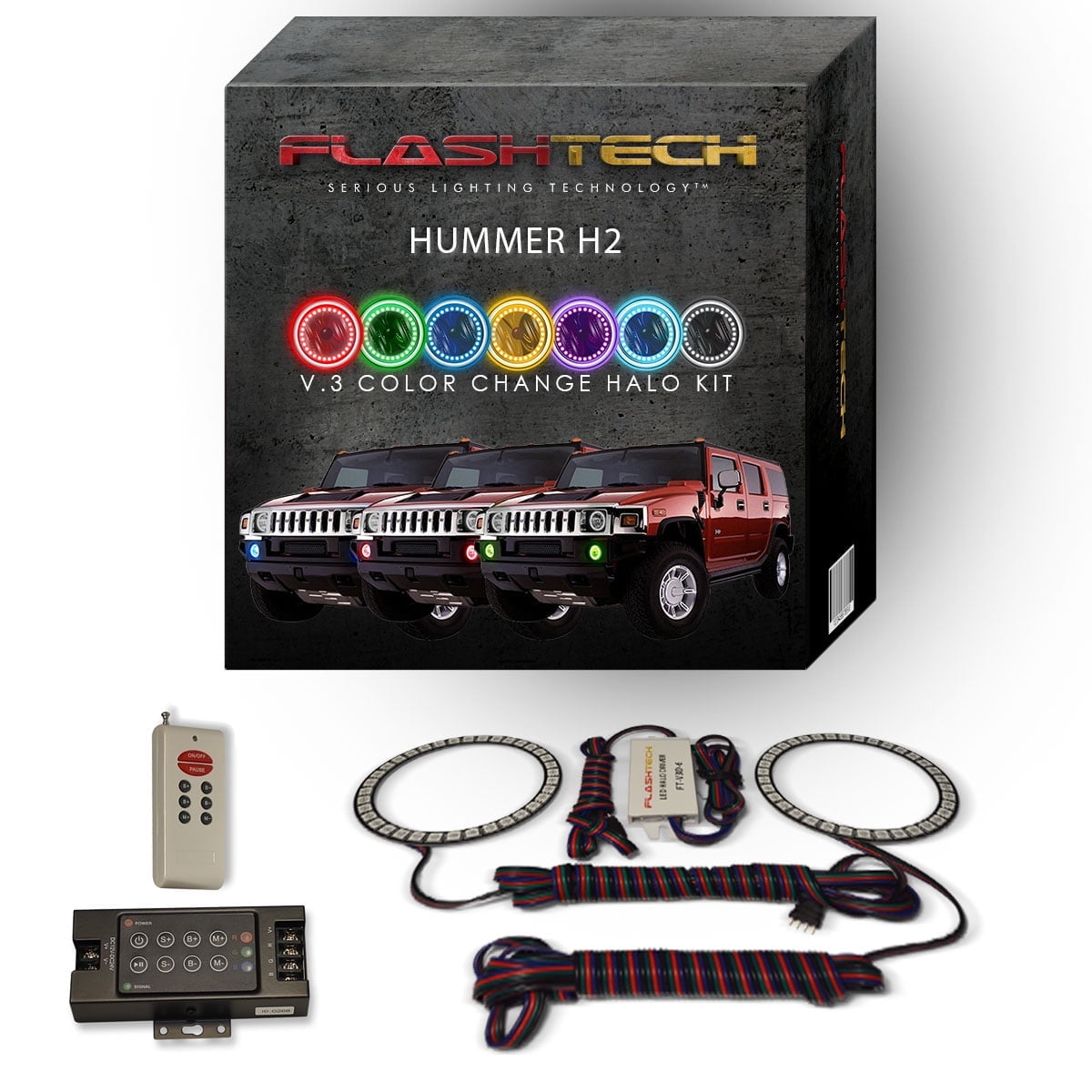 Flashtech RGB Multi Color LED Halo kit with RF Remote for 2003-2009 ...