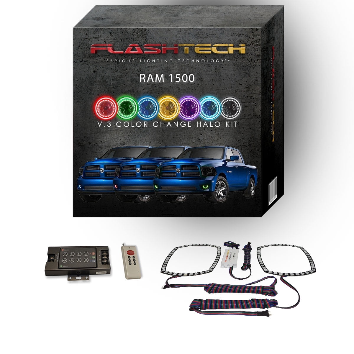 Flashtech RGB Multi Color LED Halo kit with RF Remote for 2013-2014 Ram ...