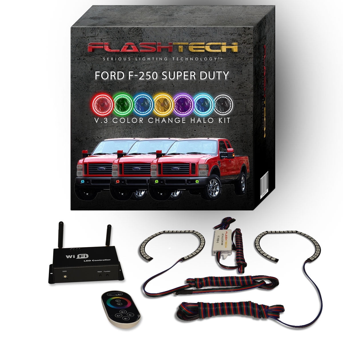 Flashtech RGB Multi Color LED Halo kit w/ Wifi for 08-10 Ford F-250 ...