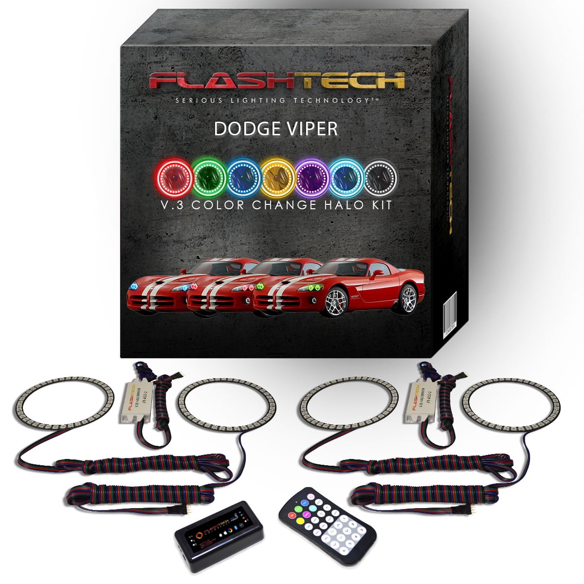 Flashtech RGB Multi Color Bluetooth LED Halo Ring kit for 2003-2010 ...