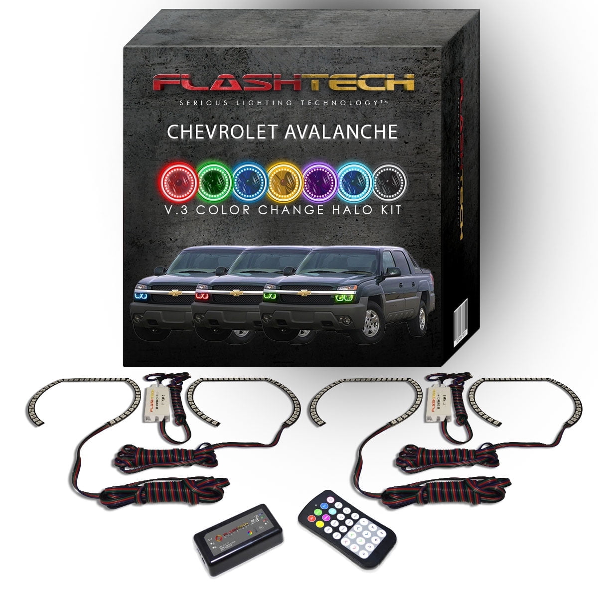 Flashtech RGB Angel Eye LED Halo kit with RF Remote for 03-06 Chevy ...