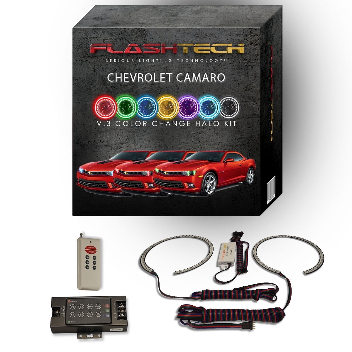 Flashtech RGB MultiColor LED Halo kit with RF Remote for 14-16 ...