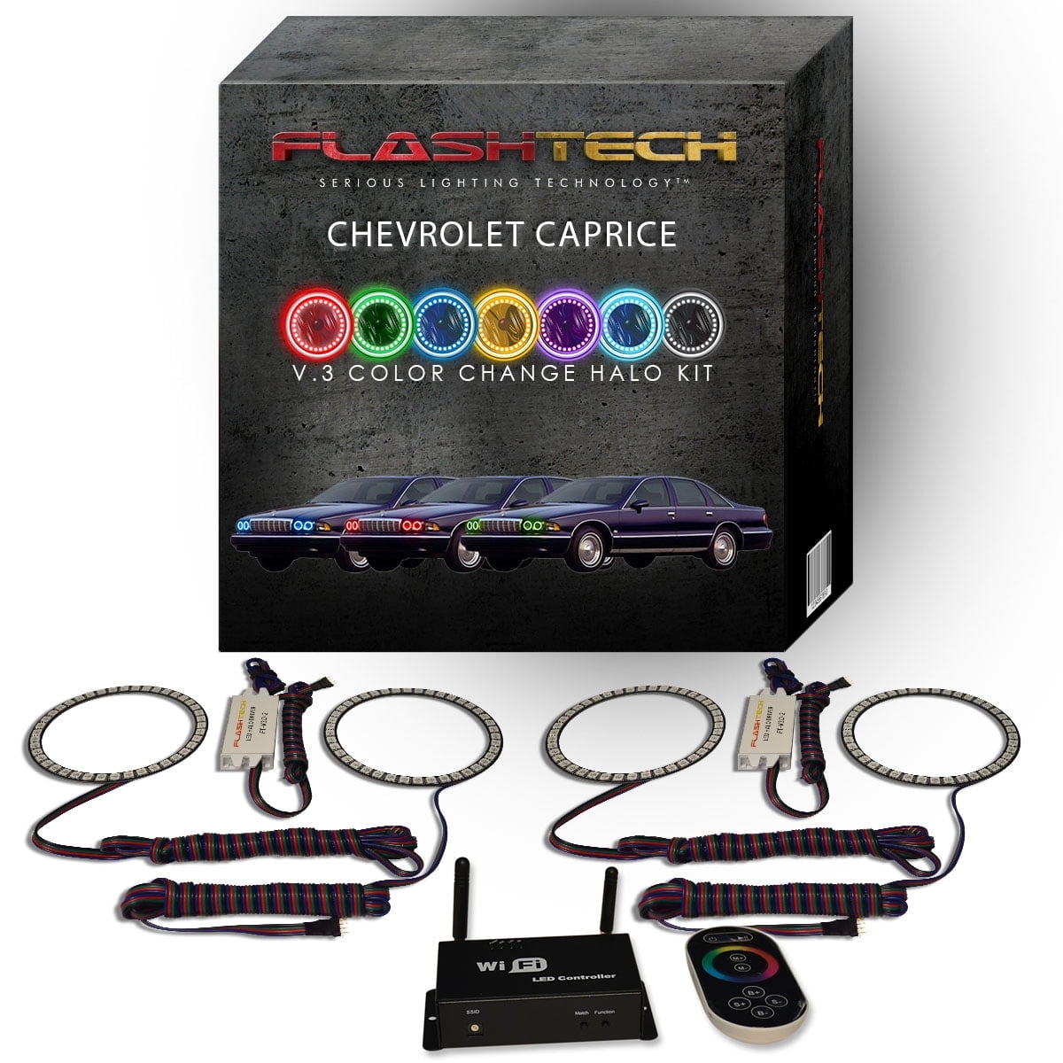 Flashtech RGB MultiColor LED Halo kit with Wifi App for 91-96 Chevrolet ...