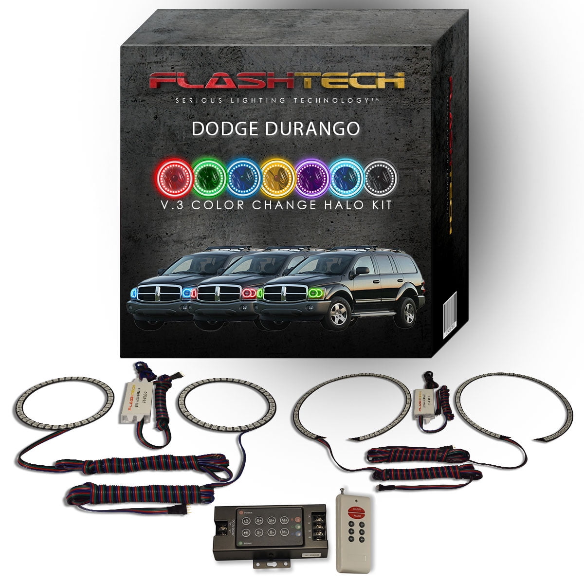 Flashtech RGB Multi Color LED Halo kit with RF Remote for 04-06 Dodge ...