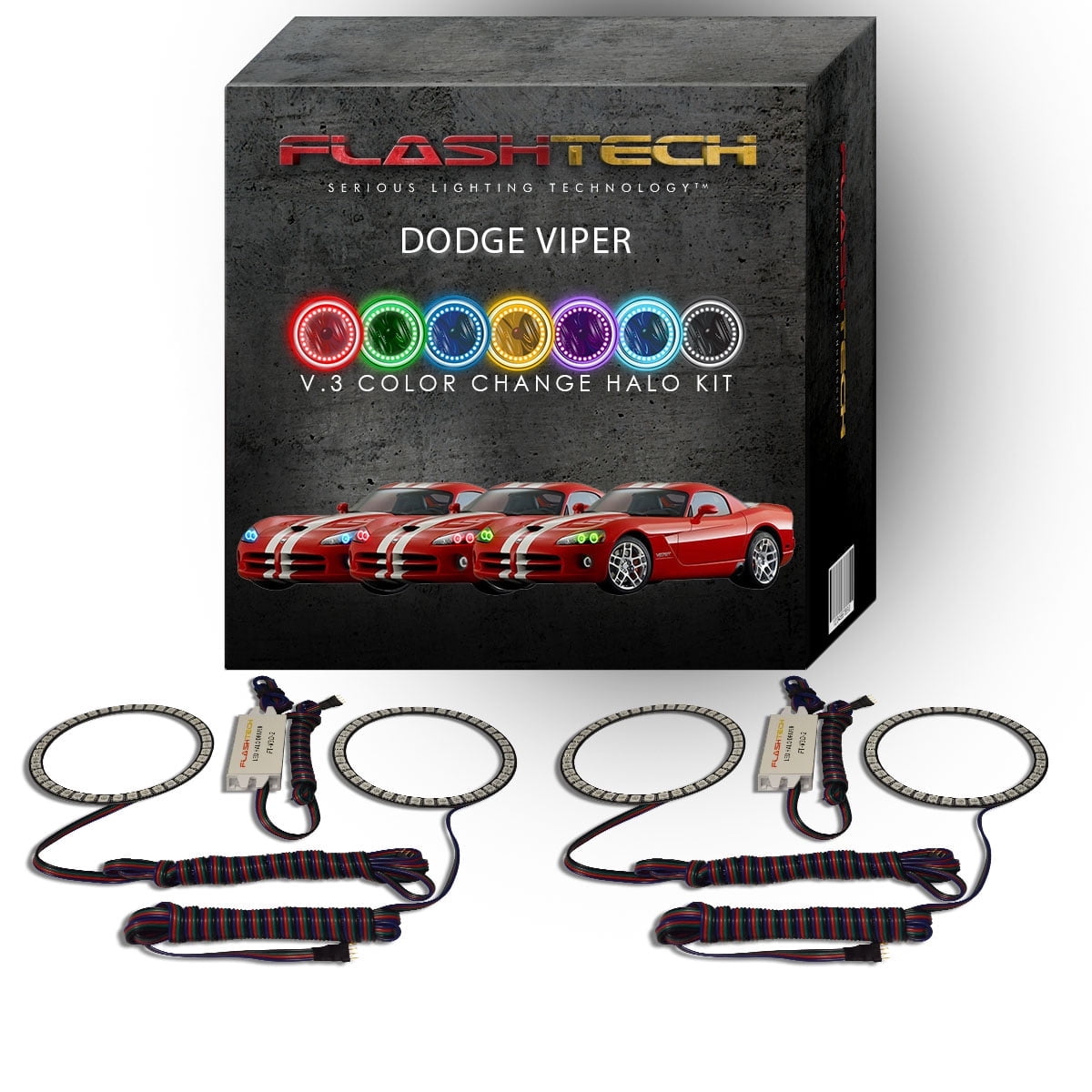 Flashtech RGB Multi Color Changing LED Halo Ring kit for 2003-2010 ...