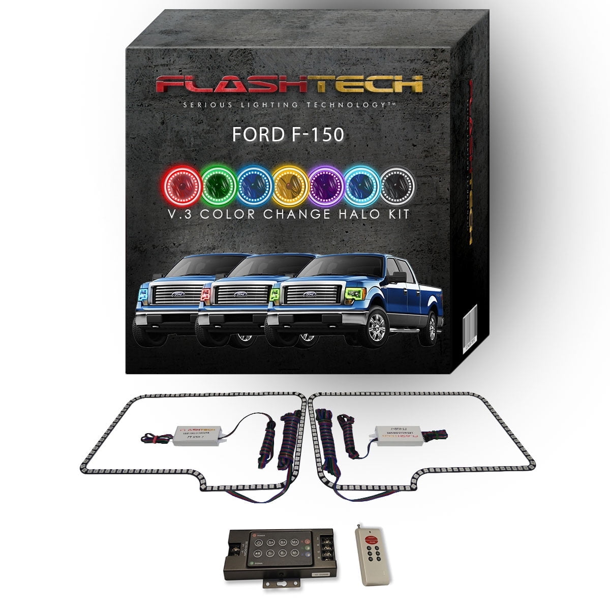 Flashtech RGB Multi Color LED Halo kit with RF Remote for 2009-2014 ...