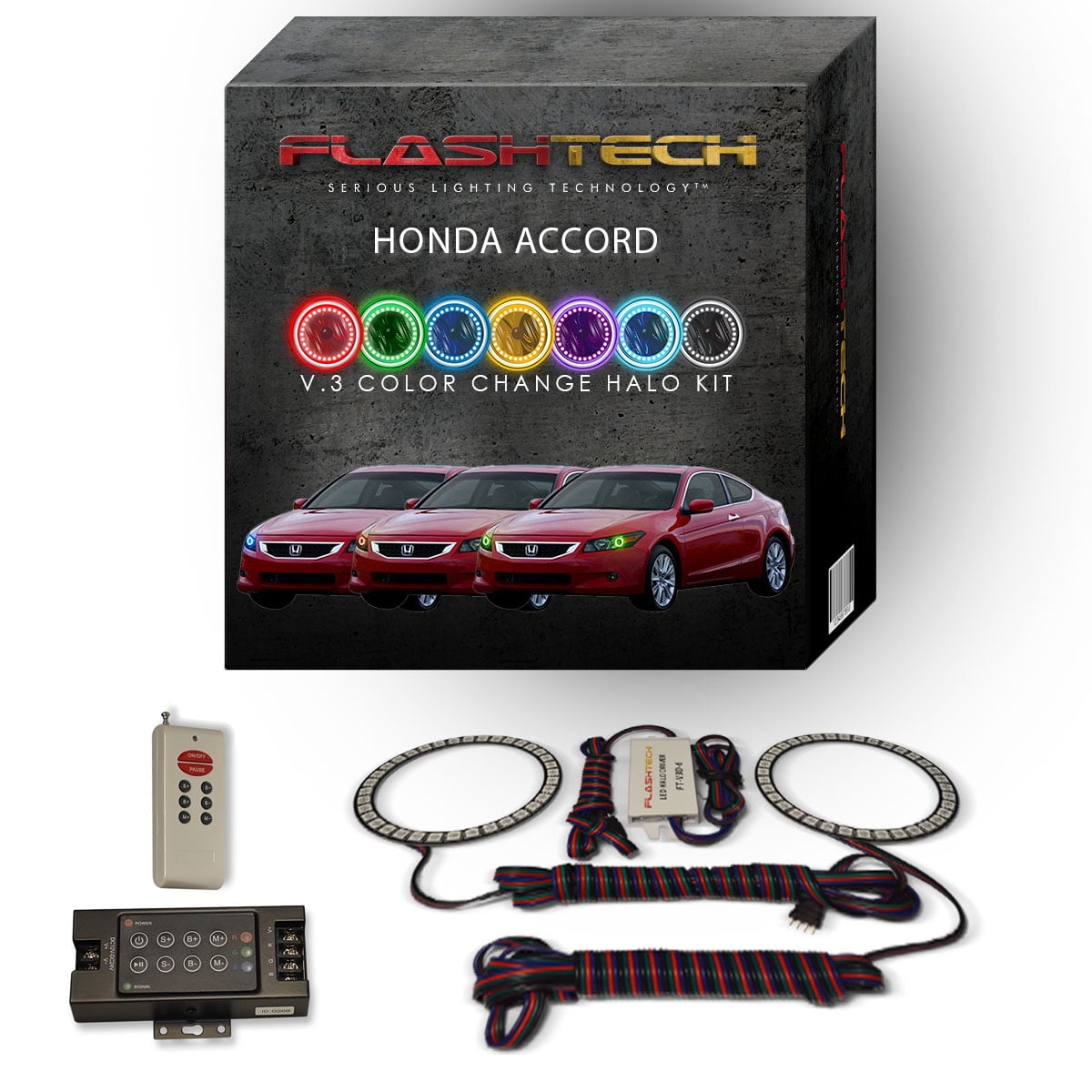 Flashtech RGB Multi Color LED Halo kit with RF Remote for 08-10 Honda ...