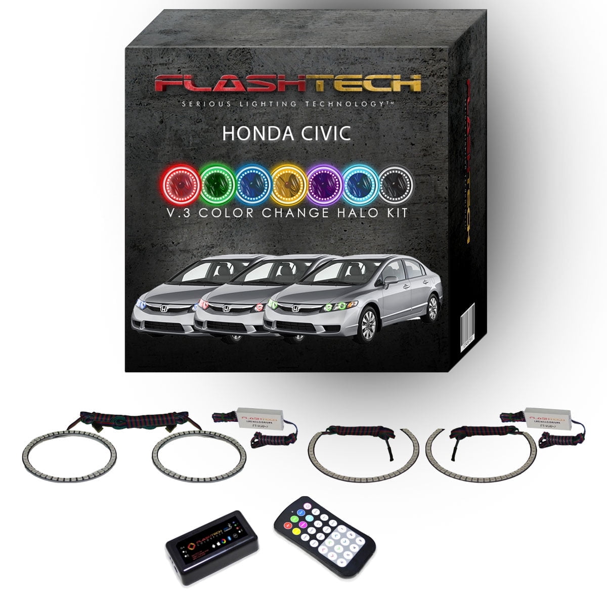 Flashtech RGB Multi Color Bluetooth LED Halo Ring kit for 2009-2011 ...