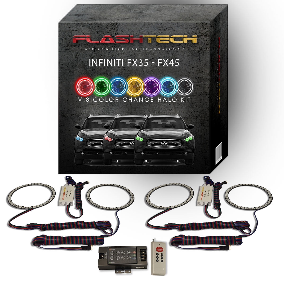 Flashtech RGB Multi Color LED Halo kit with RF Remote for 03-08 ...