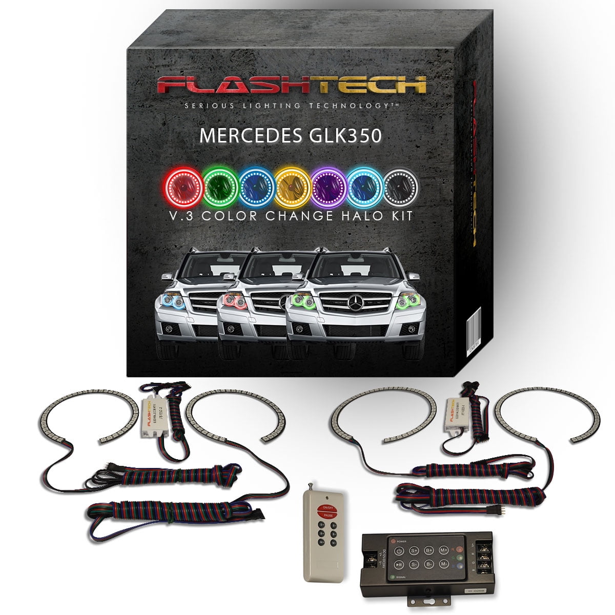 Flashtech RGB Multi Color LED Halo kit with RF Remote for 13-14 ...