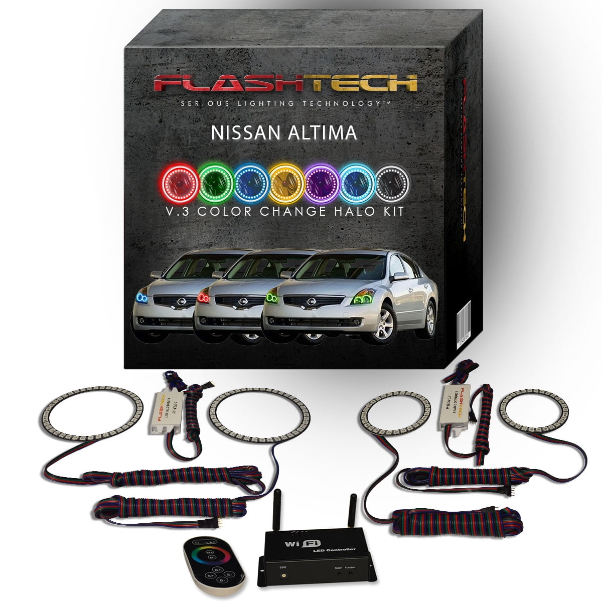 Flashtech RGB Multi Color LED Halo kit with Wifi App for 10-12 Nissan ...