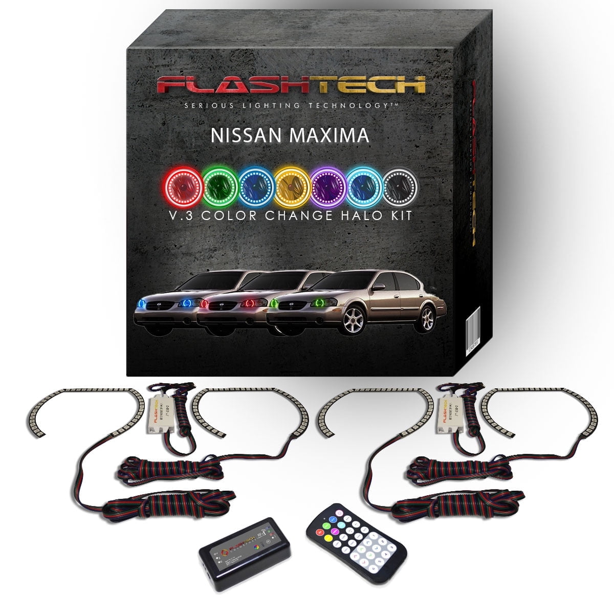 Flashtech RGB Angel Eye LED Halo kit with RF Remote for 2000-2001 ...