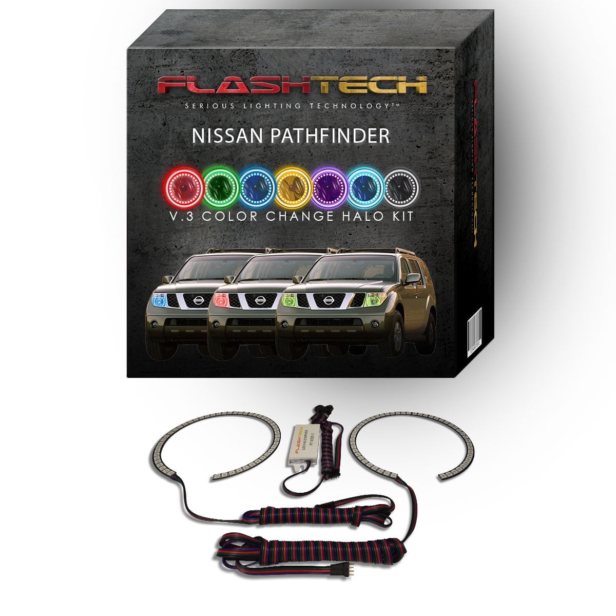 Flashtech RGB Multi Color Changing LED Halo kit for 2005-2012 Nissan ...