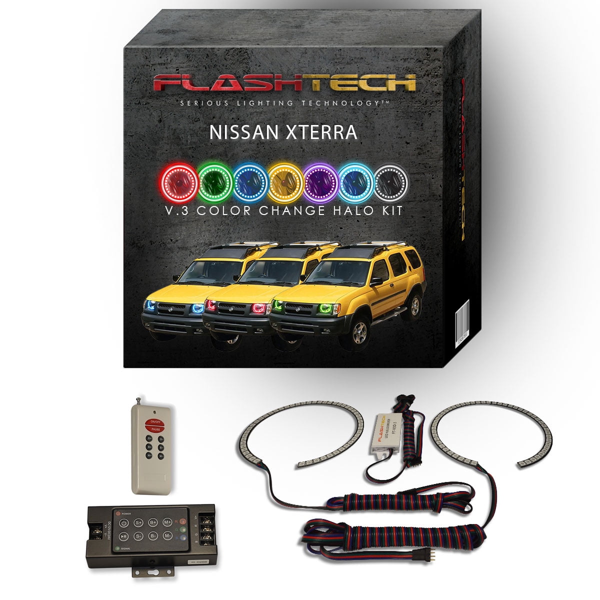 Flashtech RGB Multi Color LED Halo kit with RF Remote for 00-01 Nissan ...